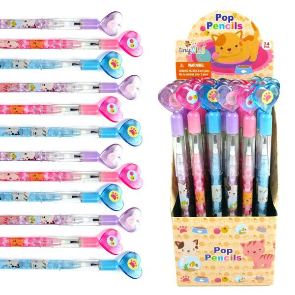 【商品概要】24本の子猫のスタッキング・ペンシルです。芯を削る必要はありません。各ペンシルの星型キャップの下には消しゴムがあります。各鉛筆には詰め替え用の芯#2が9つ付いています。ネコがテーマのお祝いや誕生日パーティーにも最適です。教室、教...