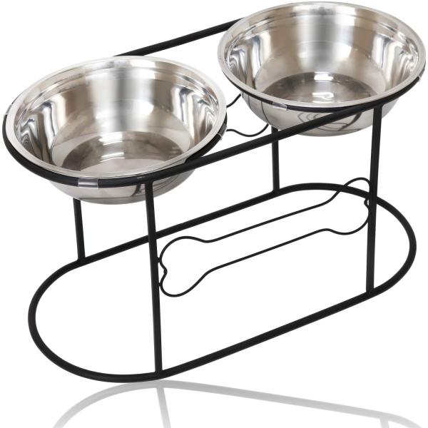 【商品概要】【高さがあるスタンドで快適なお食事タイム】大型犬用フードボウルスタンドです。特に体高のある大型ワンちゃんには是非使っていただきたいアイテム！食べながらお皿を押してしまう力も強いですし、何より背の高いワンちゃんが床まで顔を下げると...