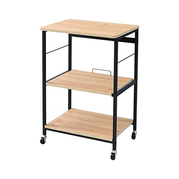 【商品概要】レンジ台　キャスター付きお客様組立品本体サイズ:幅57×奥行45.5×高さ91cm/重量:13.6kg付属品:六角レンチ、スパナ素材:棚板：合成樹脂化粧パーティクルボード(塩化ビニル樹脂）フレーム：スチール(エポキシ樹脂塗装)【...