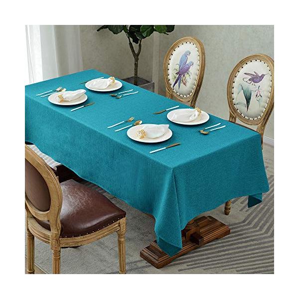 【商品概要】【製品情報】色：青　素材：100%ポリエステル （表面撥水加工）サイズ：約140×180cm【撥水加工】：撥水加工の工芸を採用して、こぼれた水分・油分をはじき浸透しにくい、簡単に拭き取ることができます。いつでも食卓の清潔に保つこ...