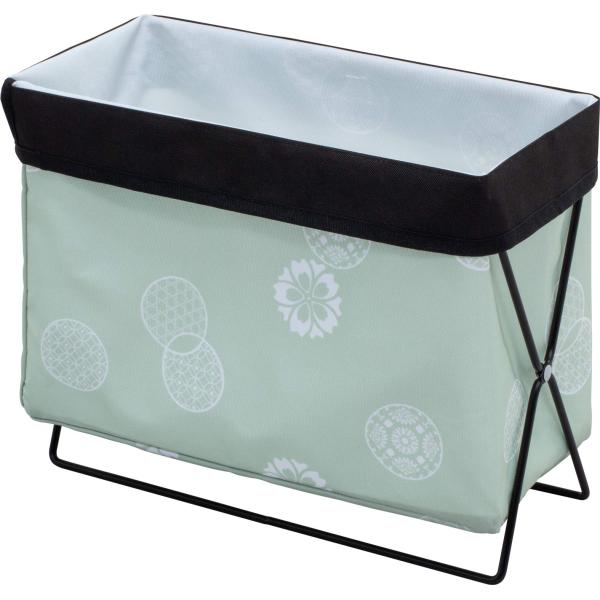 【商品概要】【商品仕様】カラー/グリーン×ブラック、サイズ/約幅33×奥行16.5×高さ22.5cm ※ワイヤー含む、材質/本体:ポリエステル・ポリプロピレン、ワイヤー:鉄【和モダン柄】モダンでオシャレな和柄のコンパクトサイドワゴン。落ち着...