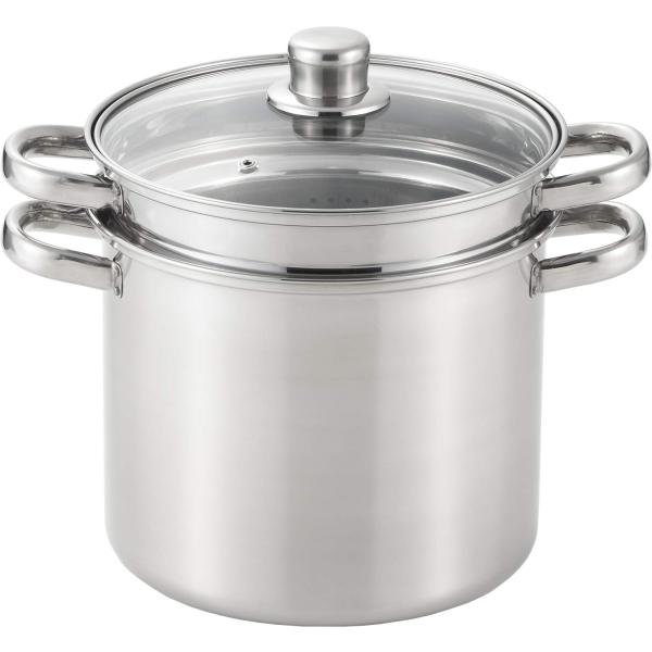 【商品概要】サイズ(約):全幅32×外径24 (内径22)×高さ23.7 (深さ19)cm、中子/全幅32×外径24×高さ27.1 (深さ18)cm×高27.1cm本体重量(約):1.51kg、中子/0.64kg素材・材質:本体/18-0ス...