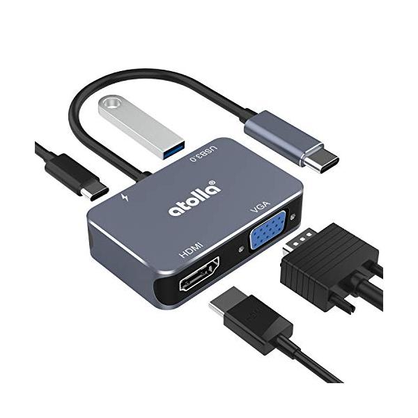 【商品概要】【4 IN 1 USB-C 変換アダプター】プラグアンドプレイはドライバをダウンロードする必要がありません、すばやく拡張できます。4K HDMI出力ポート/ 1080P VGA出力ポート/ USB3.0高速ポート/ 60W出力P...