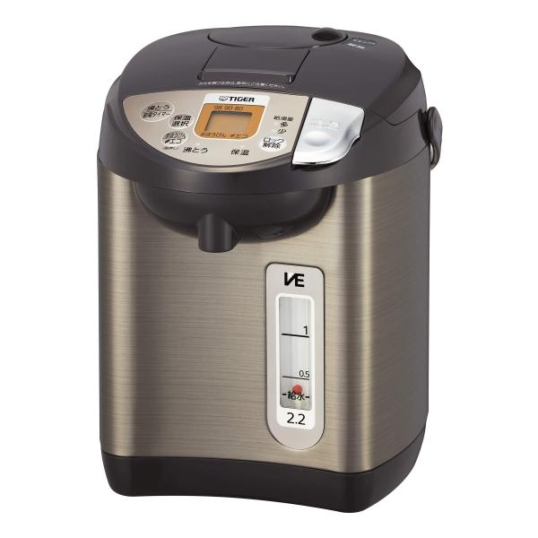 【商品概要】ワイド/赤玉水量計色:ブラウン容量:2.2L通電時は指一本でらくに「レバー式電動給湯」、電源のないところでは「エアー給湯」と、2通りの給湯方法が選べる「電動&amp;エアー給湯」湯わかしと保温の両方が節電「省エネコース」【商品説...