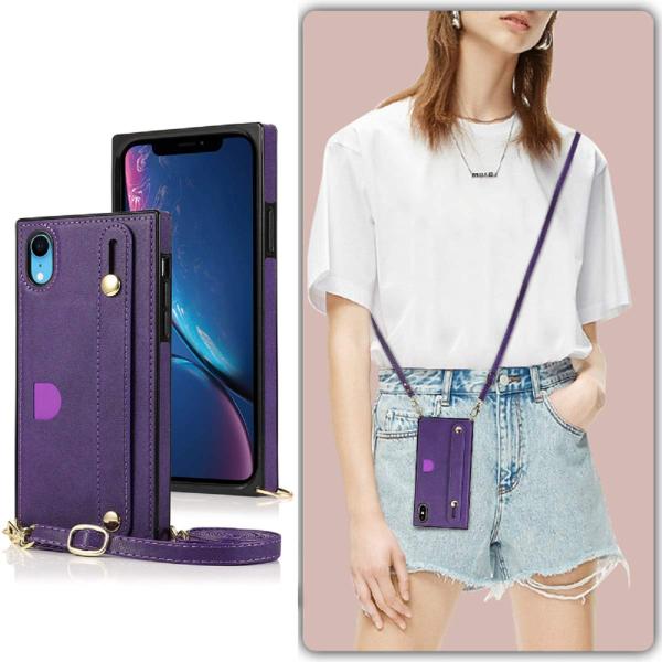 【商品概要】【対応機種】iPhone XR 対応.おしゃれな肩掛け、首掛け用スマホケース，お出かけにも仕事にも使えま【上質の皮革+TPU】レザーケースは、レトロの表面（高品質のPU皮革）＋（柔軟なTPUカバー）と組み合わせ、衝撃吸収機能あり...