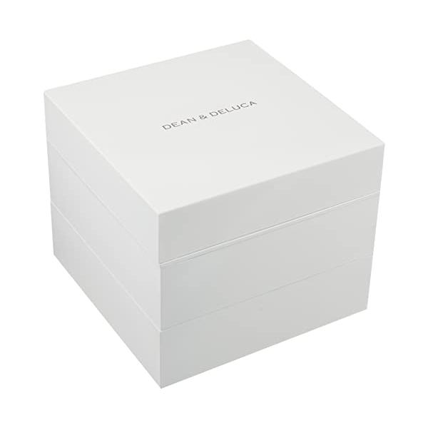 【商品概要】シンプルな白のお重にDEAN &amp; DELUCAのシルバーロゴが入った三段重1段目と2段目には様々な料理が詰められるように仕切りがついています。1段目：仕切りのついた連結マスが2個とシール蓋がついています。容器は取り外し可...