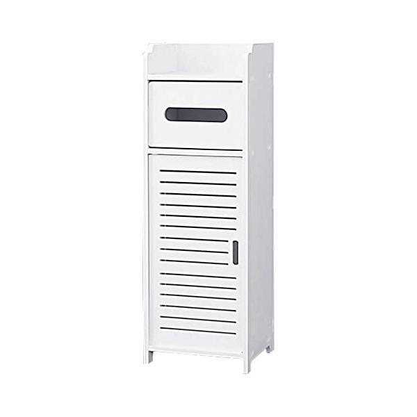 【商品概要】幅20cmのスリムな収納棚なので限られた空間でも設置可能な『トイレ収納ラック』空間に圧迫感を与えないシンプルな真っ白のデザインで、扉の開く向きを決めてパーツの板をそれぞれの穴に差し込み、付属のネジで固定するだけで組み立てができる...