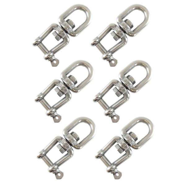 【商品概要】線径6mm、6個セット入りです。使用荷重：200kg両側のリングが自由に回転できるため、ワイヤーやチェーンを接続する場合に、ねじれず、よりもどしができます。ステンレス製です。屋外での使用が可能で、長くご使用いただけるため、経済的...