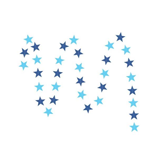 【商品概要】大切な方の誕生日会、結婚式、二次会での飾り付けやインテリアにご利用ください。青色の星（10cm）のガーランドを4個セットです。1本の長さは、4mです。紙製です。ラメはありませんので、部屋が汚れる心配は入りません。当店では、パーテ...