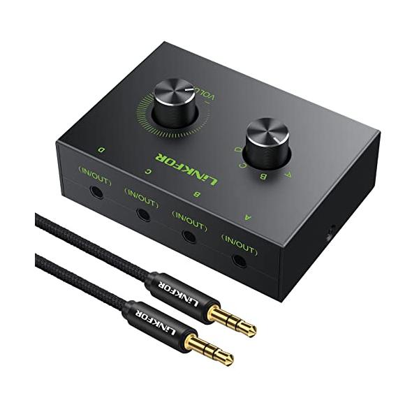 【商品概要】「3.5ｍｍステレオ音声切替器」：標準3.5mmインターフェースを採用しています。4-IN-1-OUT / 1-IN-4-OUTオーディオセレクタで、複数のオーディオソースと出力機能を備えています。「4ポート 双方向切替」：4入...