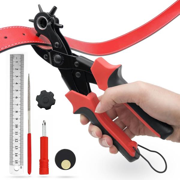 【商品概要】【ベルト 穴あけパンチ サイズ】 レザーパンチは6段階式転回が設計されますが、パンチ穴径：2mm、2.5mm、3mm、3.5mm、4mm、4.5mm。穴の大きさも調整可能なので、汎用性も高いです。【高品質素材】スクリューパンチは...