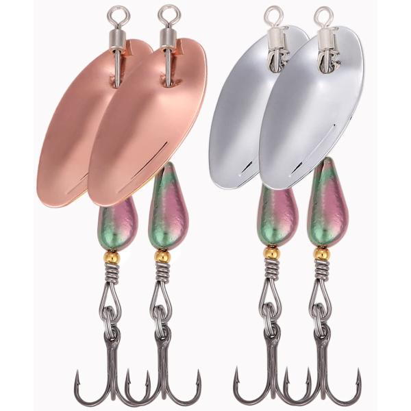 【商品概要】◆セット内容◆：2色 4個セット 引ける距離の狭い渓流域でも抜群の成果、主力として使える渓流スピナーセット！ ただ巻きでもブレードが回転し渓流魚のバイトを誘発するので、初心の方でも比較的簡単に渓流魚に出会えます。【軸回転】ルアー...