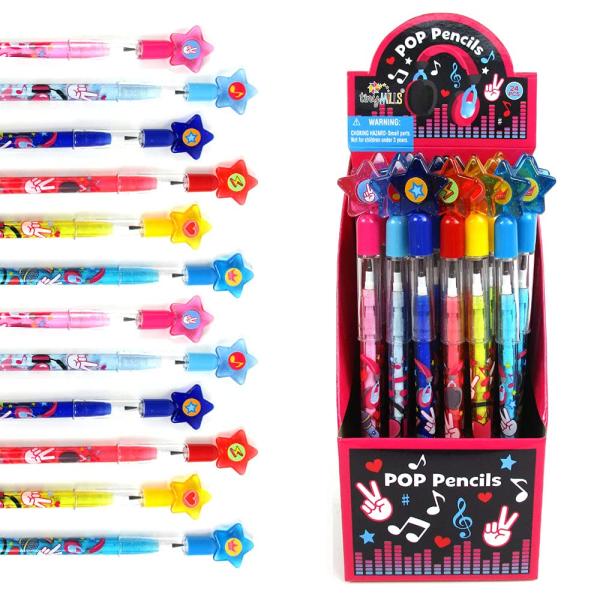 【商品概要】24本のミュージック・スタッキング・ペンシルです。芯を削る必要はありません。各ペンシルの星型キャップの下には消しゴムがあります。各鉛筆には11本の詰め替え用芯（2番）が付いています。音楽がテーマのお祝いや誕生日パーティーにも最適...