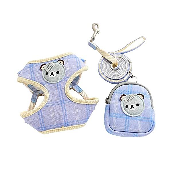 【商品概要】【魅力的な犬猫のベストハーネス】クラシックなチェック柄のパターンとかわいい漫画のクマのデザインはとても愛らしいスタイリッシュに見えます。このハーネスはご子犬をより美しく、ファッションで目を引くものにします。【快適な素材】綿、ナイ...