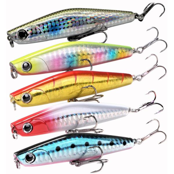 【商品概要】[スペック] 80mm 17.5g / シンキングペンシル / トレブルフック装備 / 対象：シーバス 青物 ヒラメ / 5個セット【ロングキャスト】空気抵抗の少ないスモールボディーと重量の抜群のバランスで、ロングキャストを可能...