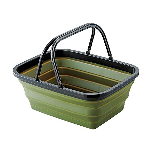 【商品概要】[特徴]薄くたためてたっぷり入る折りたたみ式バスケット。飲み物の冷却や洗い物に。[サイズ] 使用時：46×34×20cm（持ち手含む）　折りたたみ時：46×34×6cm（持ち手含む）[素材]折りたたみ部分：熱可塑性エラストマー　...