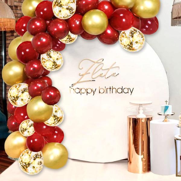 【商品概要】【商品説明】【製品詳細】材質：ラテックスパッケージ詳細:12インチの金色の風船*10個12インチの紙吹雪風船*10個10インチの赤い風船*50接着点：1個バルーンチェーン：1個赤リボン：1個【特徴】- 沢山のバルーンが並んで織り...