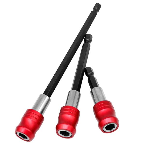 【商品概要】クロムバナジウム鋼と熱処理により、最大の強度と耐摩耗性を提供します。1/4インチ(6.35mm) 六角軸用の延長ビット、３種類セット(60mm/100mm/150mm)になります。内蔵の磁気式クイックリリースシステムにより、ビッ...