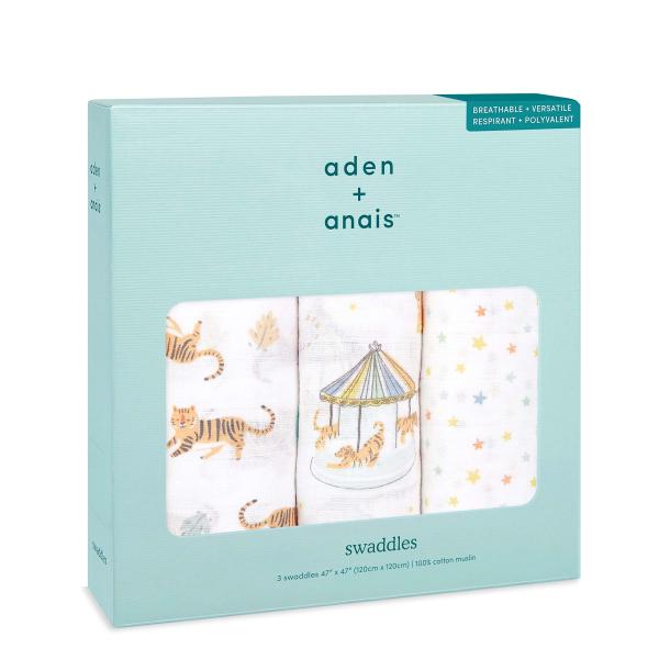 【商品概要】aden + anais (エイデンアンドアネイ)で大人気のモスリンスワドル3枚セット。2022年の干支・寅（虎）柄なので、2022年生まれの赤ちゃんへの出産祝いにも最適です。モスリンコットンは、長年おくるみとして使われてきた伝...