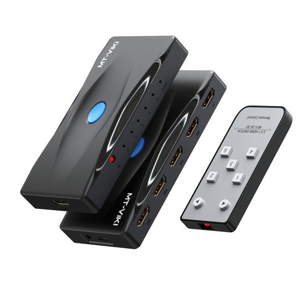 【商品概要】HDMI 切替器 5入力1出力、1台のHDMIモニターで5つのHDMIソースを簡単に切替可能です。任天堂スイッチ、PS系列、XBOX Oneなどのゲーム機で最も一般的に使用されていますが、Roku、Fire TV、ブルーレイ、D...