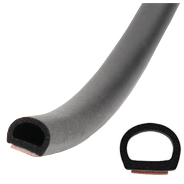 【商品概要】車の隙間、ドアやトランクリームの気密　家屋の戸や窓枠の隙間にご使用ください。Ｄ型形状の汎用モールです。 D型小モール断面：高さ約10mm　幅約9mm 貼付け部幅約6mm 小さ目のモールなので小さなＲ部分でも無理なく施行できます。...