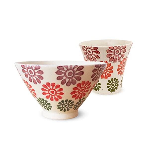 【商品概要】材質：陶器（食器洗い機使用可能、食器乾燥機使用可能）、電子レンジ使用可能サイズ（約）：茶碗/径11.5x高さ6.8cm カップ/径7.7x6.7cm重量（約）：茶碗/160g カップ/86g 容量（約）：茶碗/275cc カップ...