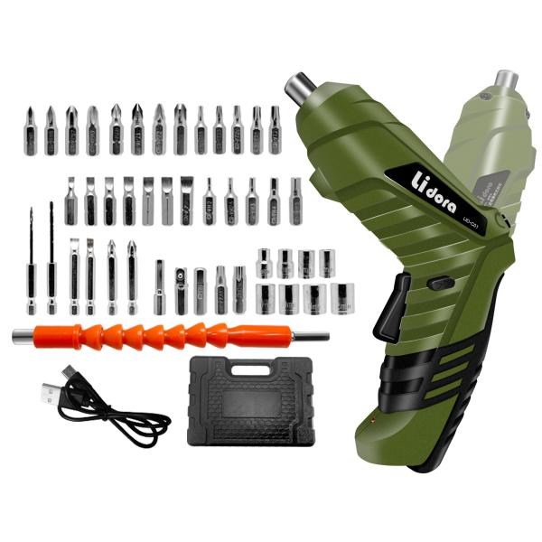 【商品概要】【女性にやさしい軽量コンパクト】女性でも手軽に使えるサイズ感。購入した家具の組立にとても便利なアイテムです。【豊かな付属品】ビット45個+本体+USBケーブルの47点セット。DIYに必要なほとんどのビットがそろっています。【グリ...