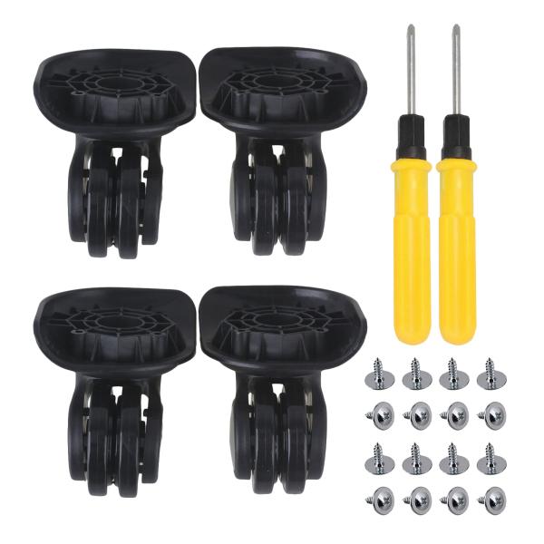 【商品概要】ホイールは高品質のプラスチックでできており、非常に丈夫で柔軟性に優れています。スーツケースの摩耗したホイールの修理に非常に適しています。取り付け工具：16x十字穴ネジと2xデュアルパーパスドライバーが付属しています。ドライバーに...