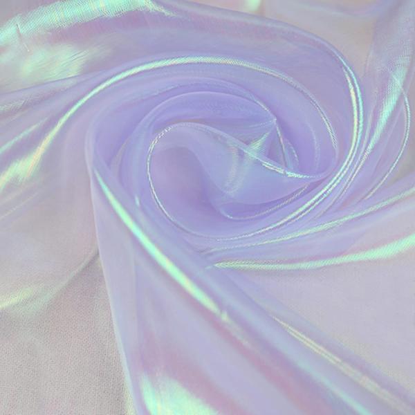 【商品概要】美しいオーロラのように、見る角度によって変化する光沢感が魅力の、透明度の高いオーガンジー生地です。カラー：薄紫サイズ：長さ約2m×幅約150cm/重量：約90g（30g/m2）/素材：ポリエステルシンプルなアイテムに少しプラスす...