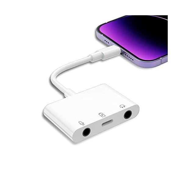 【商品概要】??【生放送中の急速充電】このアダプターを使えば、3.5mmオーディオプラグ付きのデバイスをiOSデバイスに接続できます。また、イヤホン使う同時に充電でき、電量不足の心配を解消！高度なチップを使用して、3.5mmイヤホン/充電ケ...