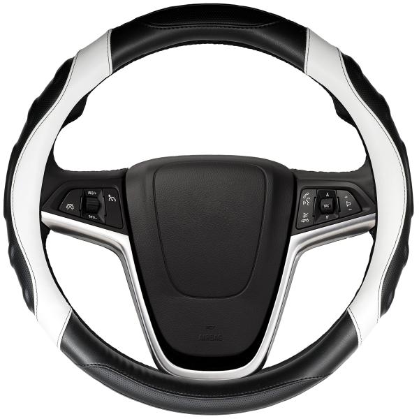 【商品概要】【適用サイズ】円形（通常丸型）36.5〜37.9cmの軽自動車 普通車に対応。ご購入の際は実際のハンドル直径を測って、サイズをご確認の上ご購入ください。楕円形D型の車種は直径が一致しても、隙間がでる可能性がございます。例え、直径...