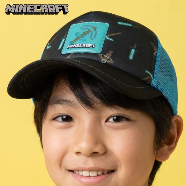 マインクラフトのワッペンメッシュキャップ！アジャスターでサイズ調節可能!!シンプルなデザインで服装を選ばずお使いいただけます！サイズ:53〜55(cm)　【6歳~10歳】素材：ポリエステル