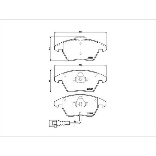 【製品概要】フロントブレーキパッド1台分　新品　BREMBO製OE No： 1K0698151【メーカー】 アウディ／フォルクスワーゲン【車種】 ■アウディ　A1(8X)　A1スポーツバック(8X)　A3(8P)　A3スポーツバック(8P)...
