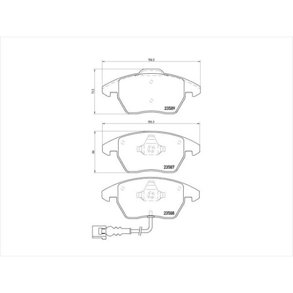 【製品概要】フロントブレーキパッド1台分　新品　BREMBO製OE No： 1K0698151【メーカー】 アウディ／フォルクスワーゲン【車種】 ■アウディ　A1(8X)　A1スポーツバック(8X)　A3(8P)　A3スポーツバック(8P)...