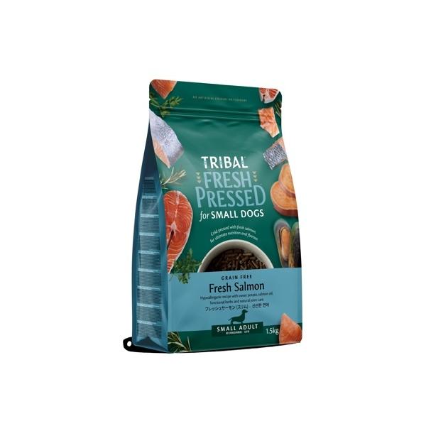 <待望のスリムキブル登場>ヒューマングレードのフレッシュミートを使用した、オランダ産コールドプレス製法　フレッシュサーモンを使用し、ミートミール不使用のコールドプレス製法。サーモンはオメガ4脂肪酸の優れた供給源であり、健康な皮膚...