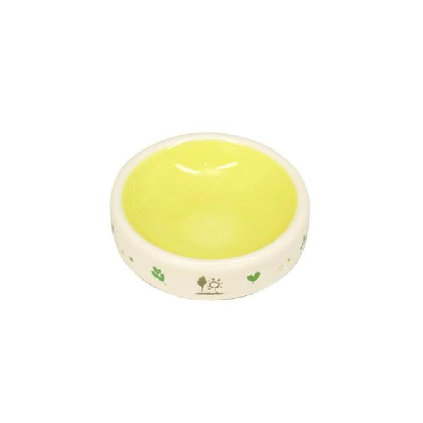 小鳥に倒されにくいずっしり重量！小鳥用の陶器製食器。小鳥に倒されにくいずっしり重量。内側が黄色で投薬やサプリ等で水に色がついてもわかりにくい。