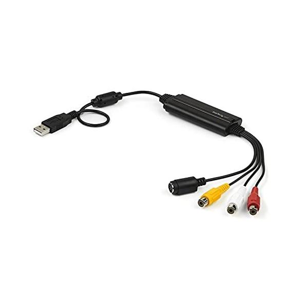 [標準画質ビデオキャプチャ] コンポジット/Sビデオ＆RCA 2ch音声をデジタルメディアに変換するUSBビデオキャプチャアダプタ。30fps@720x480i (NTSC)、25fps@720x576 (PAL/SECAM) 、MPEG-...