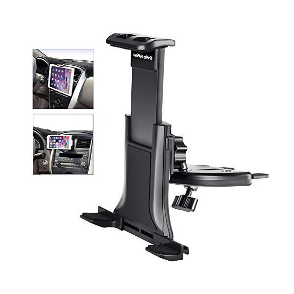 【タブレットとスマホ両方使える】本製品はタブレット＆スマホ両用のcdスロット取付型車載ホルダーで、ナビアプリケーションをインストールし、iPadを運転席でナビ代わりにして、もっと大きい画面でナビができます。【簡単な取付】工具や面倒なネジは一...