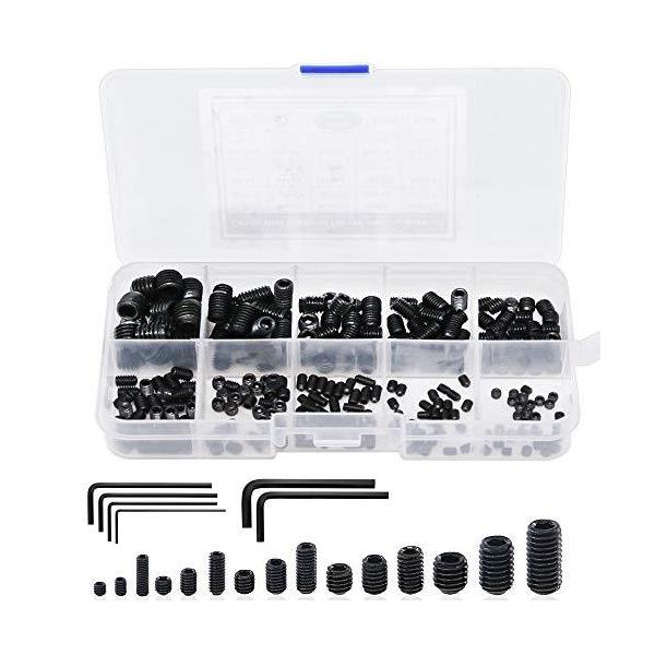 ??【15サイズの300個】:（発売元: COOLBO SHOP です、ご注意ください）止めねじキットは15の最も人気のあるサイズを含みます。パッケージ内容：M2.5*4(20PCS)、M2.5*5(20PCS)、M3*3(20PCS)、M...