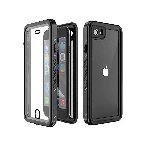 iPhone SE 防水ケース 第2世代 【DINGXIN】耐衝撃ケース360 全方向保護 米軍MIL規格取得 フェイスID認証 アイフォン 2se Qi充電対応 超軽量 塵 キズ・落下防止 高耐久ケース (iPhone SE (第2世代)...