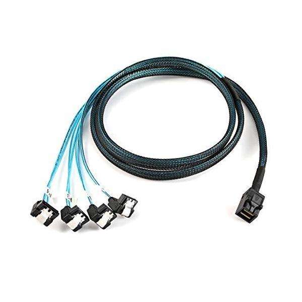 内部Mini SAS SFF-8643ホストからアングル4 SATAターゲットハードディスク6GbpsデータサーバーRAIDケーブル1mSAS 2.1標準でHD Mini-SAS（SFF-8643）として参照される高密度（HD）システムは、...