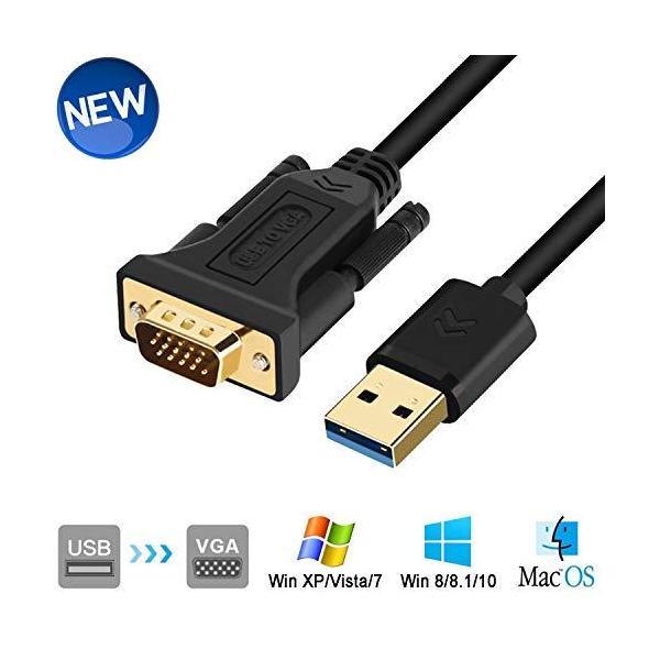【USB - VGAアダプターケーブル】USB対応デバイス (ノートパソコン、デスクトップなど) をVGA対応機器 (モニター、プロジェクター、テレビなど) に接続します。 コスト削減のダブルモニターまたはデュアルディスプレイオプション。 ...