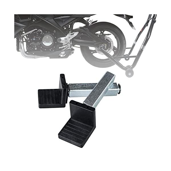 ?? リアバイクスタンドに欠かせない部品です。?? L形状・2本組?? 本体サイズ：160×45×45mm?? シャフト断面サイズ：20×20mm?? ゴム面で受けるため、バイクが傷付きにくくなっています。