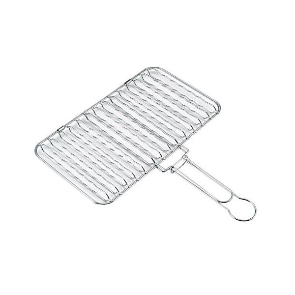 製品サイズ:(約)全長350×幅300×高さ30mm製品重量:(約)240g材質:鉄(クロムめっき)原産国:中国型くずれしにくく両面きれいに焼ける