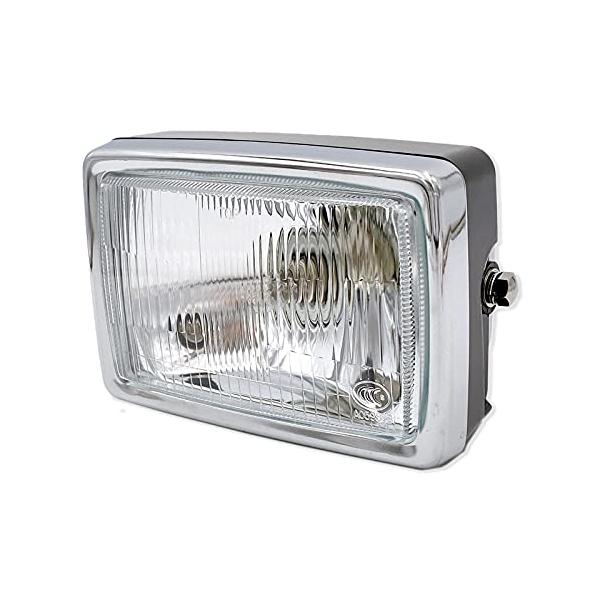 汎用タイプのクラシックなガラスレンズでクリアな角目ヘッドライトになります。 補修用やドレスアップパーツとしてもオススメです。【対応車種一例】 スズキ : AX100 ヤマハ : TZR125 RZ125 ホンダ : CB125T FTR25...