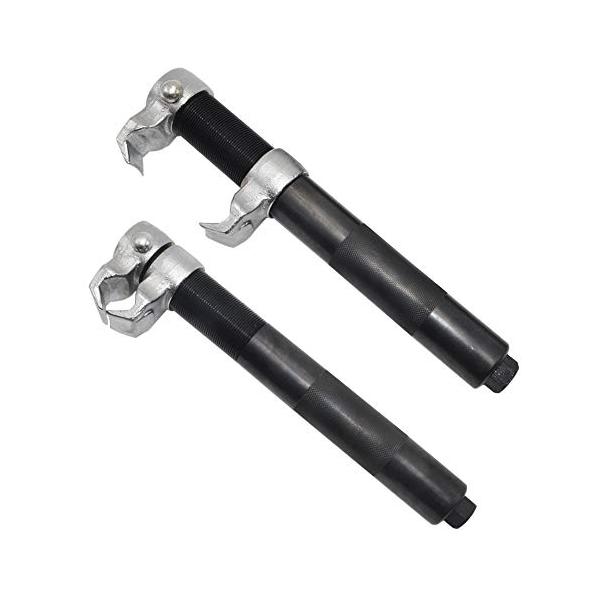 長さ（約）：280mm〜480mm、ストローク幅（約）：27mm〜290mm、ボルト：19mmスプリングを固定でき、スプリングに引っ掛けてから、六角ボルトを回すことでコイルスプリングを安全に縮めます。2爪タイプで、スプリングをガッチリ固定し...