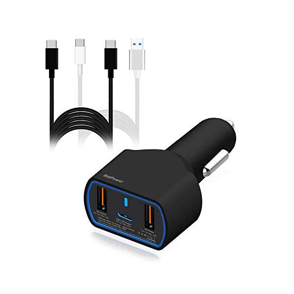 BatPower ULリストに記載された120W PD USB-Cカーチャージャー電源アダプター（Apple Macbook Pro 13 15 USB C HP Spectre X360 13 15 X2 Surface Book 2 1...