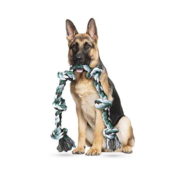 ??【もっと長く、もっと多くのノット】: 長さは42in/106cmですが、重さは2.0lbs / 900 gです。このロープおもちゃはもっと大きくて長くて重いです!私たちの6ノットロープおもちゃは、大きな犬や巨大な犬の品種、特に攻撃的なチ...