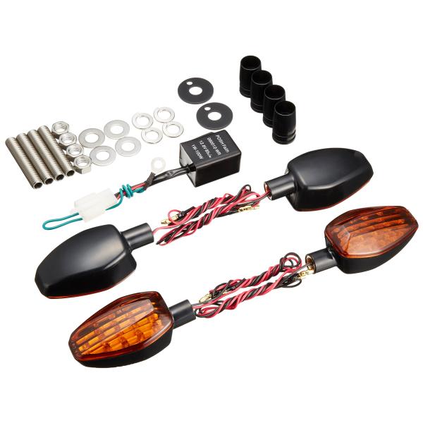 【商品概要】軽量ポリカーボネートボディ、ステーをウインカーボディーと一体化したスリムなデザイン。"Light Weight LEDウインカー"を一台分に必要なパーツを全てパッケージングしました。日本製専用LED対応ウィンカーリレー付専用ステ...