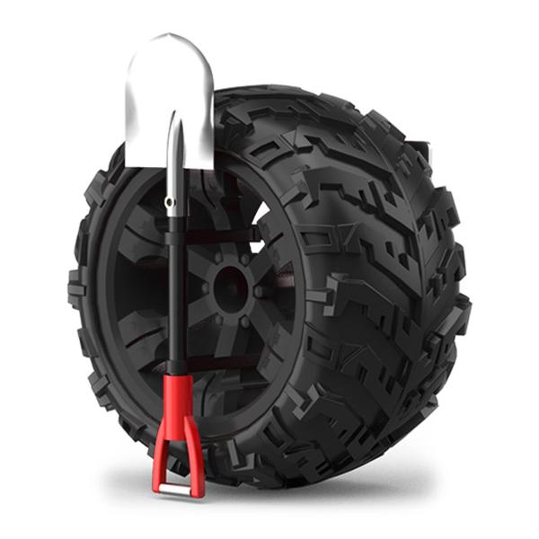 【商品概要】汎用タイプのミニスペアタイヤ(ホイール付き)&amp;背面スコップのセットになります。 オフロード専用のスペアタイヤをイメージしたデザインとなっていて、カスタムやドレスアップ、愛車のワンポイント用パーツとしてお楽しみ下さい。 内...